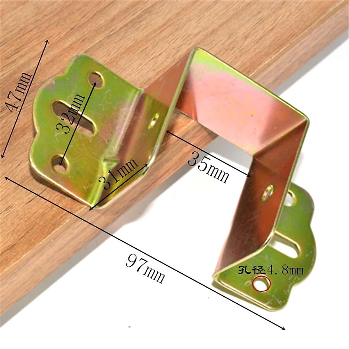 ZYAMY 4pcs Metal Bed Bracket, Bed Corner Hinge, 97x31x47mm Square Bracket, Furniture Fixed Bed Hardware Accessories
