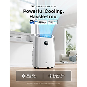 Dreo Portable Air Conditioners, 12,000 BTU AC Unit for Bedroom with Drainage-free Cooling, 46dB Quiet, APP/Voice/Remote, 24h Timer with Fan & Dehumidifier, Smart Air Conditioner for Room Indoors