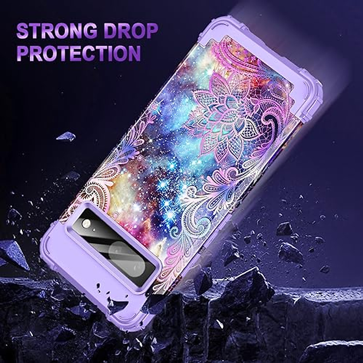 Uamark for Google Pixel 7 Pro Case,Three Layer Heavy Duty Sturdy Shockproof Full Body Drop Protective Women Girl Cover with 2 Camera Lens Protector Case for Google Pixel 7 Pro 5G (2022),Purple