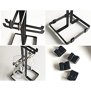 YEMUNY Mug Holder Stand 12 Hooks, Mug Tree Cup Stemware Storage Racks for 6 Wine Glasses (Brown)