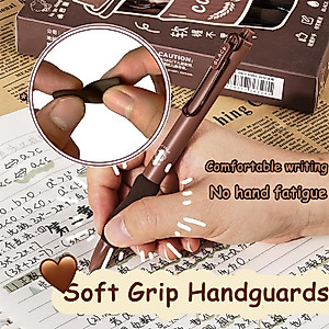 LSLSHY Cute Gel Pens 5Pcs Retractable Quick Dry Ink Pens 0.5mm Fine Point Black Ink Kawaii Smooth Writing Pens for School Office Supplies Aesthetic pretty pens (Coffee)