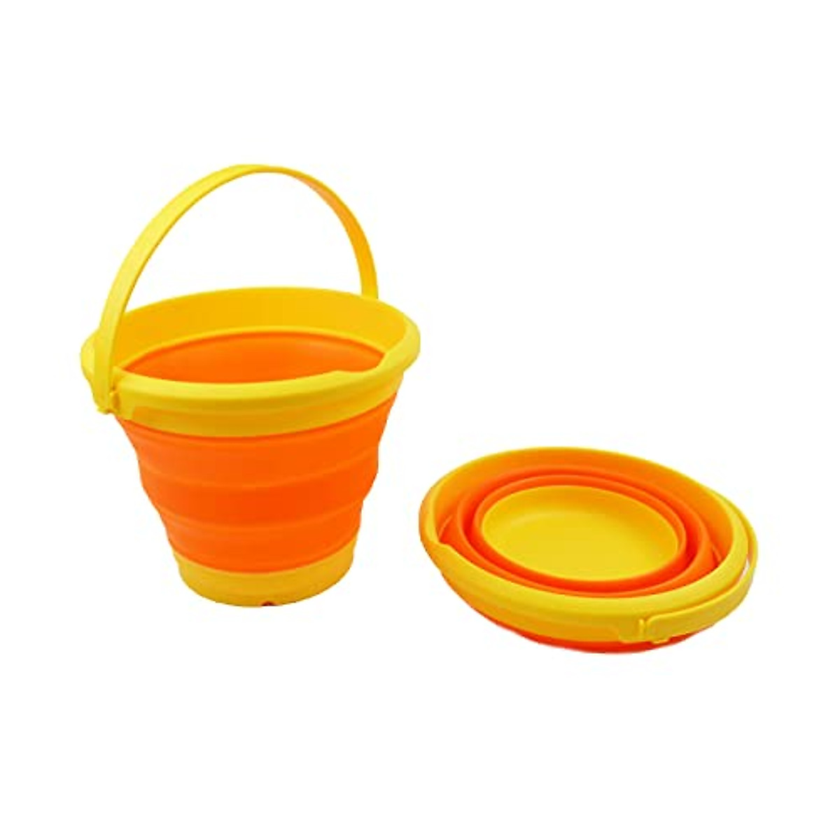 SAMMART 5.5L (1.4 Gallon) Collapsible Plastic Bucket - Foldable Round Tub - Portable Fishing Water Pail - Space Saving Outdoor Waterpot (Yellow/Carrot (Set of 2))