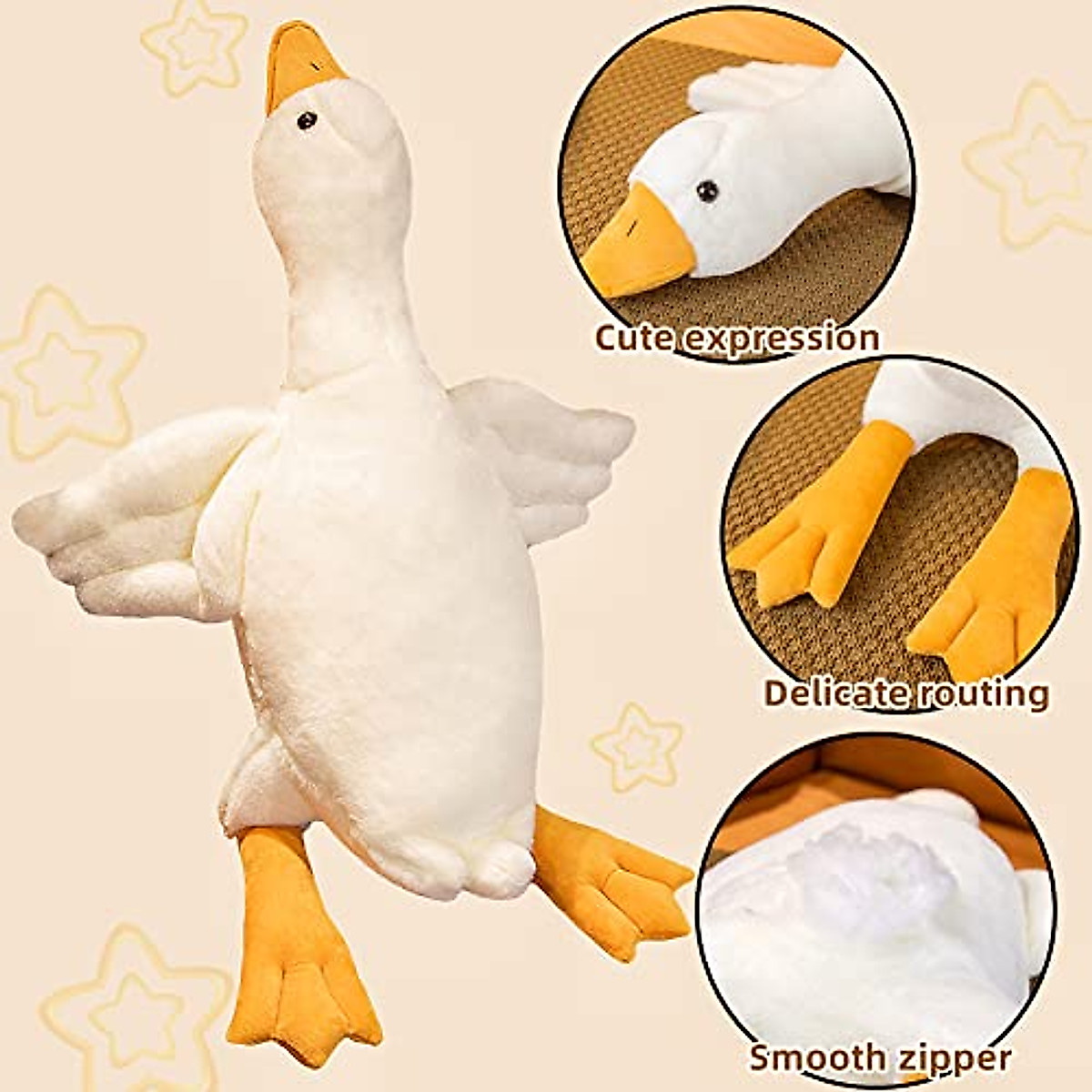 BXEBUI Giant White Goose Stuffed Animal, Very Big Huge Goose Plush Pillow Toy, Cute Duck Plush Throw Pillow (20 in)