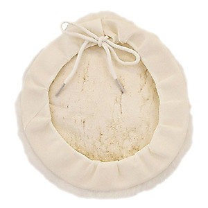TCP Global 8" Natural 100% Wool 1" Pile Buffing & Polishing Tie-On Bonnet Pad (Pack of 2)