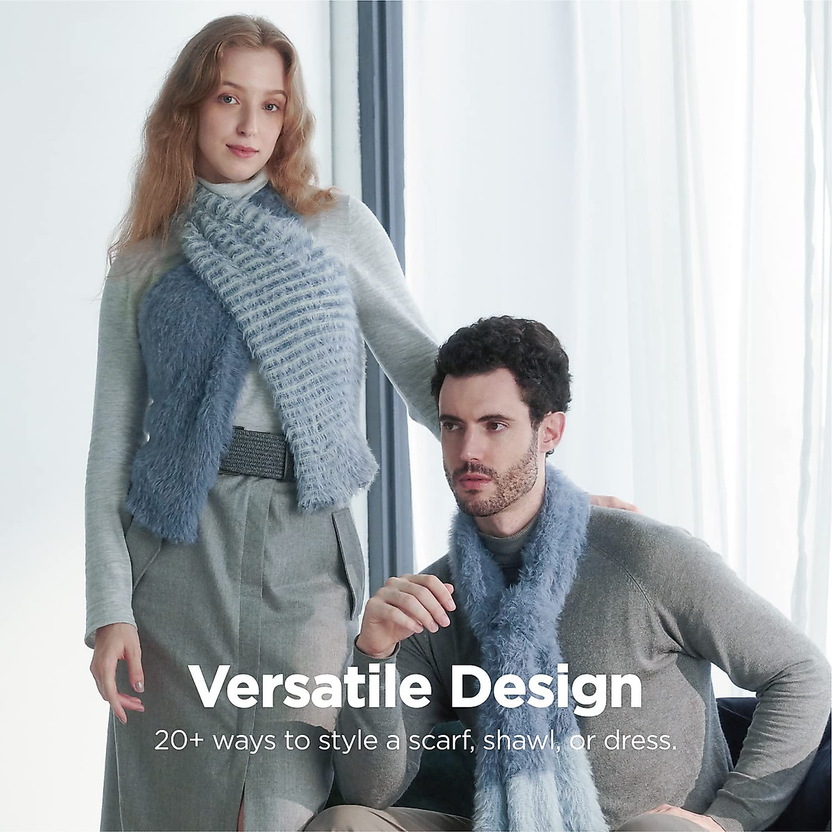 KM CHOICE ONE Scarf: Infinity Scarf, Faux Fur Shawl, Giving Shawl, Scarfs for Women Winter Warm, Shawl Wraps for Women, Gifts for Men, Christmas Gift, Soft & Fluffy Scarf in Gift Box (Starry Blue)