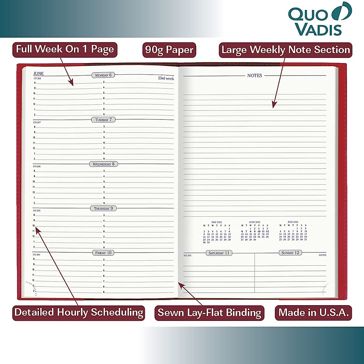 Quo Vadis 2023 Refill For Space 24 Planner - Appointment Organizer and Business Journal