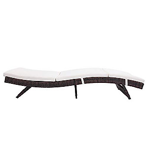 MengK S Style Patio Chaise Lounge Embossing Vines Chaise Lounge Chair Brown