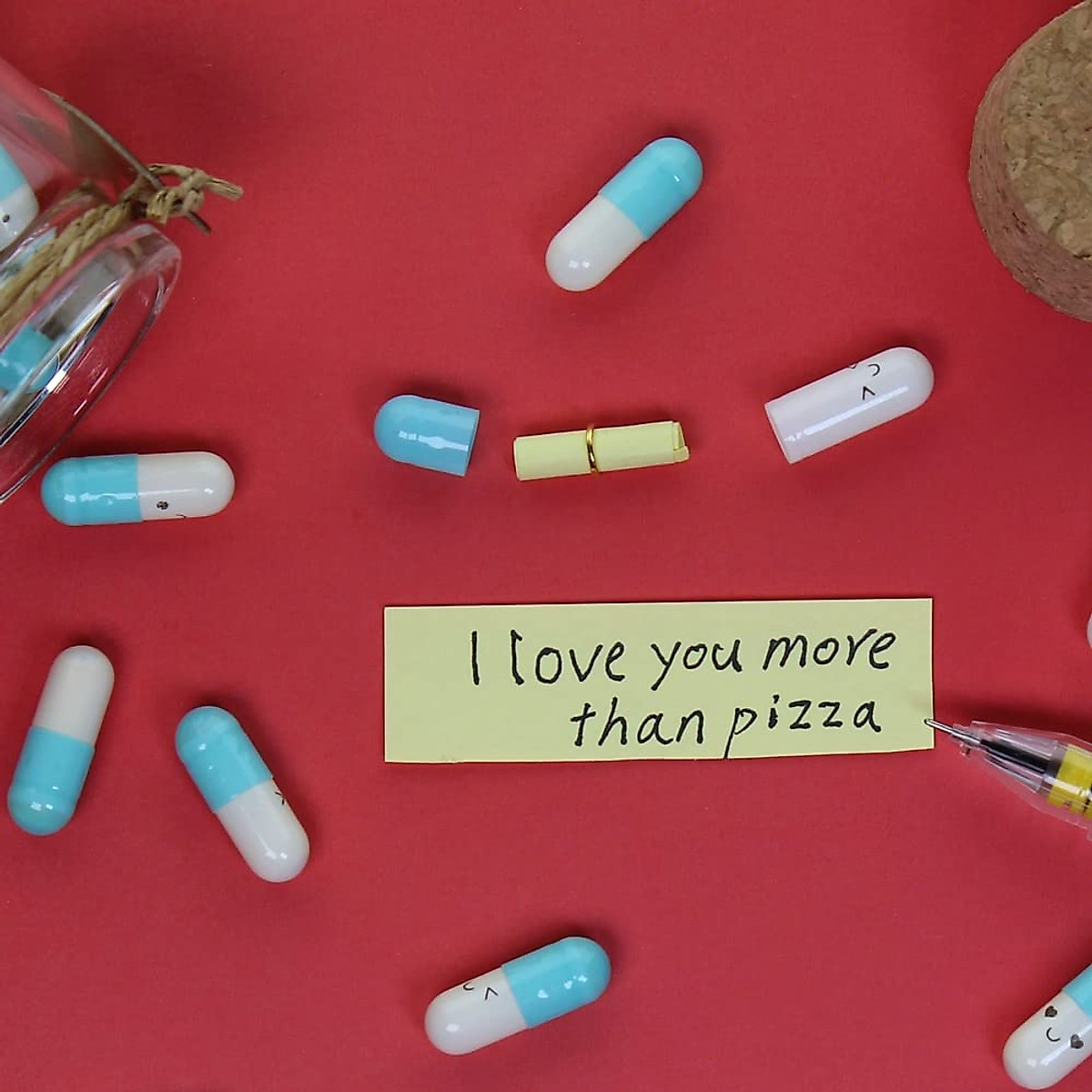 Infmetry Valentines Day Gifts for Her Him Boyfriend Girlfriend Capsule Notes Pills in a Glass Bottle Letter Messages for Couples Men Women (Dark Blue 25pcs)