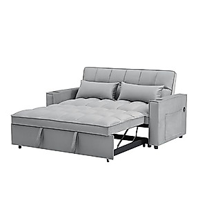 Tufted Loveseat Sofa Futon Sleeper Sofá Bed Adjustable Pullout Chaise Lounge Recliner Chair Reversible Folding Daybed Guest Bed Convertible Upholstery 2-Seat Love Seat Sofabed,600lb Capacity