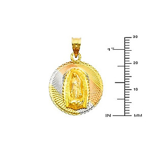 14k Tri Color Gold Religious Mary Guadlupe Stamp Charm Pendant