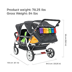 Familidoo H6E 6 seat Baby Stroller- Double Canopy - Daycare Strollers with 5 Point Safety Harness - Backseat footrest Extension for 0 to 36 Months