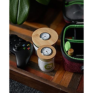 STASHLOGIX Bamboo SmartJar Dispensary Packaging - Airtight Odor Proof Container with Humidity Sensor (Small)