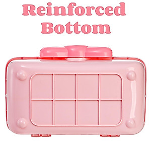 Noamus 11" Three-Layer Multipurpose Storage Box, Clear Plastic Art Craft Organizer, Portable First Aids Case with Handle Trays for Kids, Sewing Makeup Nail Hair Accessories, Home School Office(Pink)