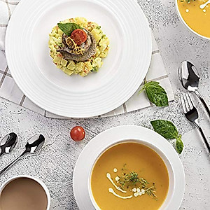 Bundle: Bone China dinnerware set 16-piece and Stainless steel silverware set 20-piece, Plates and Bowls Sets, Dishes Dinnerware Sets, Dinnerware Sets, White Plates,Flatware Set, Cutlery Set