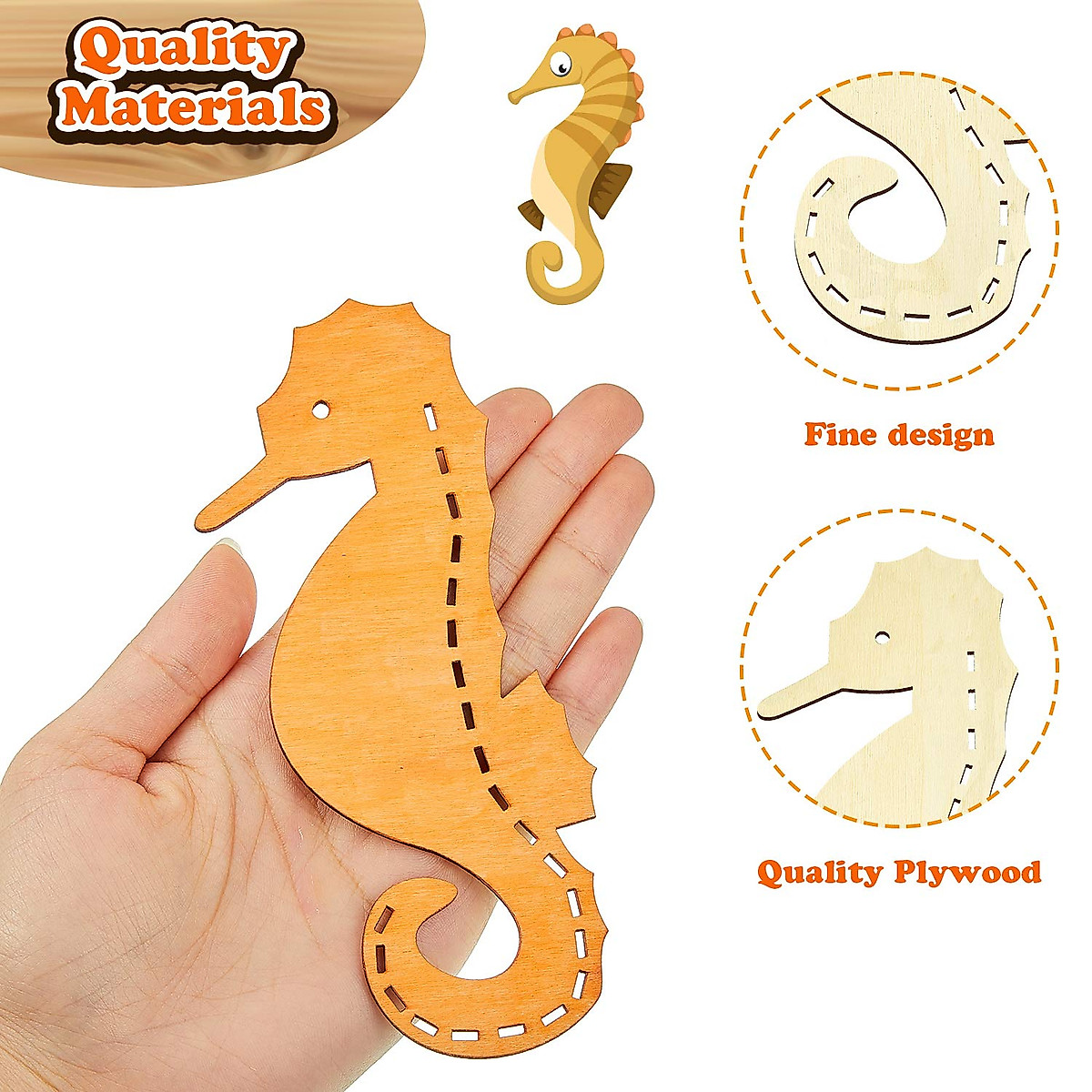 WILLBOND Unfinished Wood Cutouts Ocean Animals Wooden Paint Crafts for Kids Home Decor Ornament DIY Craft Art Project, Octopus, Shark, Whale, Dolphin, Seahorse, Fish Shape (28 Pieces)