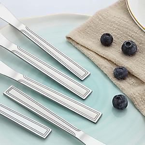 Gymdin 24-Piece Dinner Knives Set, 8.1" Square Handle Knives Set, Butter Knife, Food Grade Stainless Steel Table Knife, Dishwasher Safe & Mirror Polished, Knives Silverware for Home/Restaurant/Kitchen