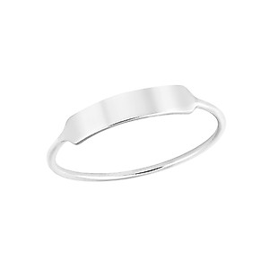 AeraVida Dainty Sleek Shiny Simple Engravable Rectangle Bar .925 Aesthetic Sterling Silver Ring for Woman - Size 7