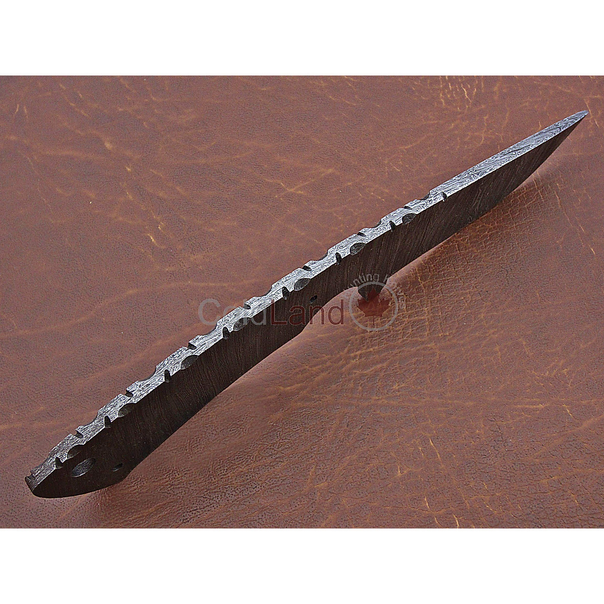 ColdLand 8" Damascus Steel Knife Blade Blank with Bolster - Hand Forged Knife Blanks Full Tang Ideal for Knife Making Supplies, Hunting, Fishing, Camping, Outdoor Sports NB25