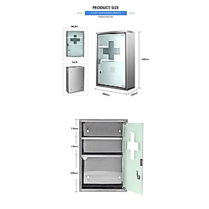 Wincere S1200 Moisture Resistance Steel Wall Mount Medicine Cabinet First Aid Storage Medical Organizer