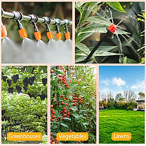 33FT Automatic Drip Irrigation Kit Set, Quick Connector DIY Watering Misting System with 1/4” Distribution Tubing, Nozzle Emitter Barbed Fittings for Plant, Greenhouse, Garden and Yard (33 FT)