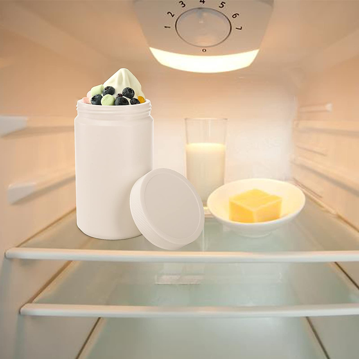 DEAYOU 6 Pack 33 Oz Plastic Mason Jars, 1 Quart Ice Cream Containers with Screw Top Lid, Plastic Freezer Jar Reusable Storage Food Canister for Yogurt, Soup, Hot or Cold Food, Salad, Butter (White)