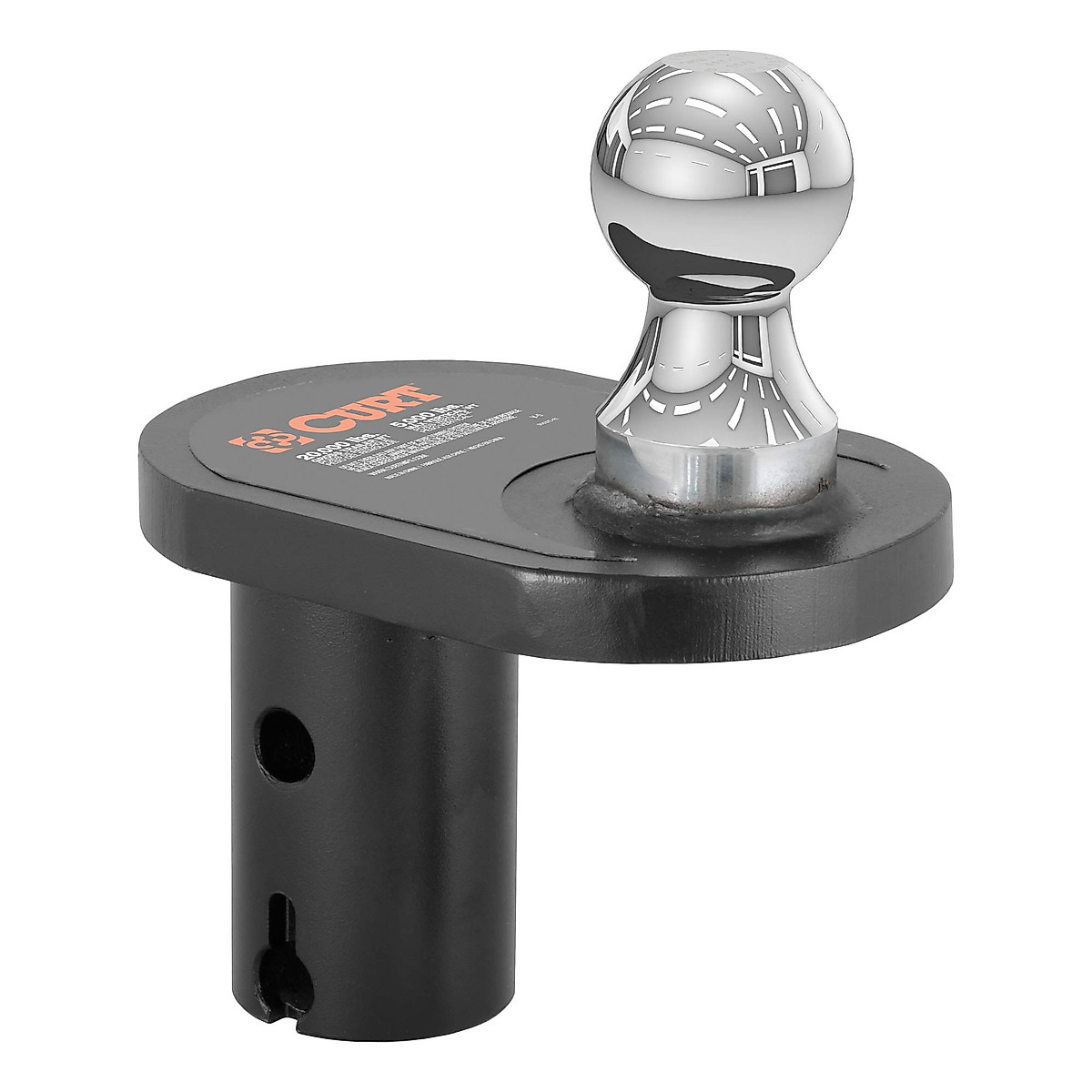 CURT 60602 Double Lock Offset Gooseneck Ball, 4-Inch Offset, 20,000 lbs, 2-5/16-Inch Diameter , Black