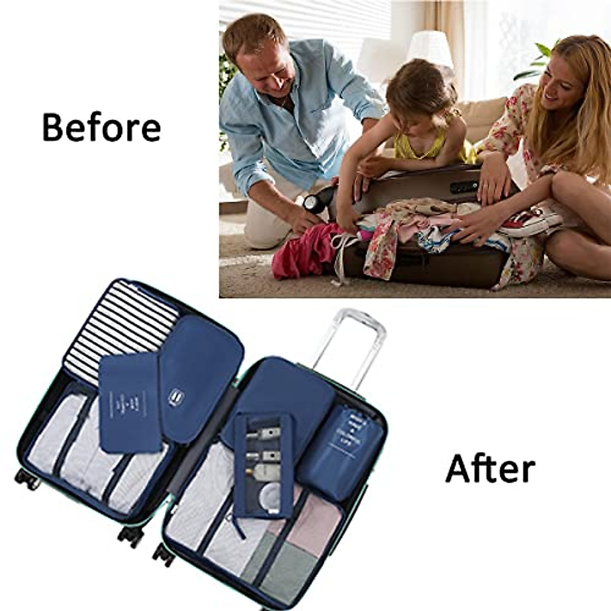 Treonca 8 Piece Packing Cubes for Luggage, Suitcase Cube Organizer,Lightweight Mesh Zipper, Clothes, Shoes, Luggage Organizer (beige)