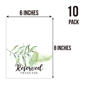 Reserved Table Tent Card, Reserved Table Signs, Table Reserved Signs, Greenery Tented Table Place Cards for Weddings, Parties, Restaurants and Celebrations, 10 Pack, 4"x6"