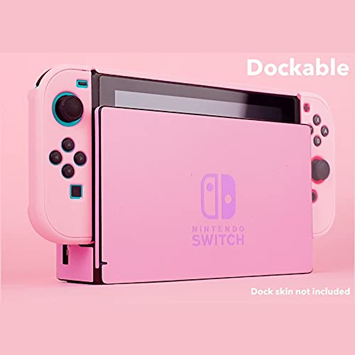 BelugaDesign Pink Puff Ball Case | Cute Kawaii Anime Pink Pastel Cover for Girls | Dockable Star Allies Forgotten Land | Compatible with Regular Nintendo Switch Standard [Video Game]