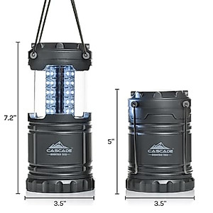Cascade Mountain Tech 100 Lumen Pop-Up LED Lantern with IPX4 Water Resistance - 2 Pack
