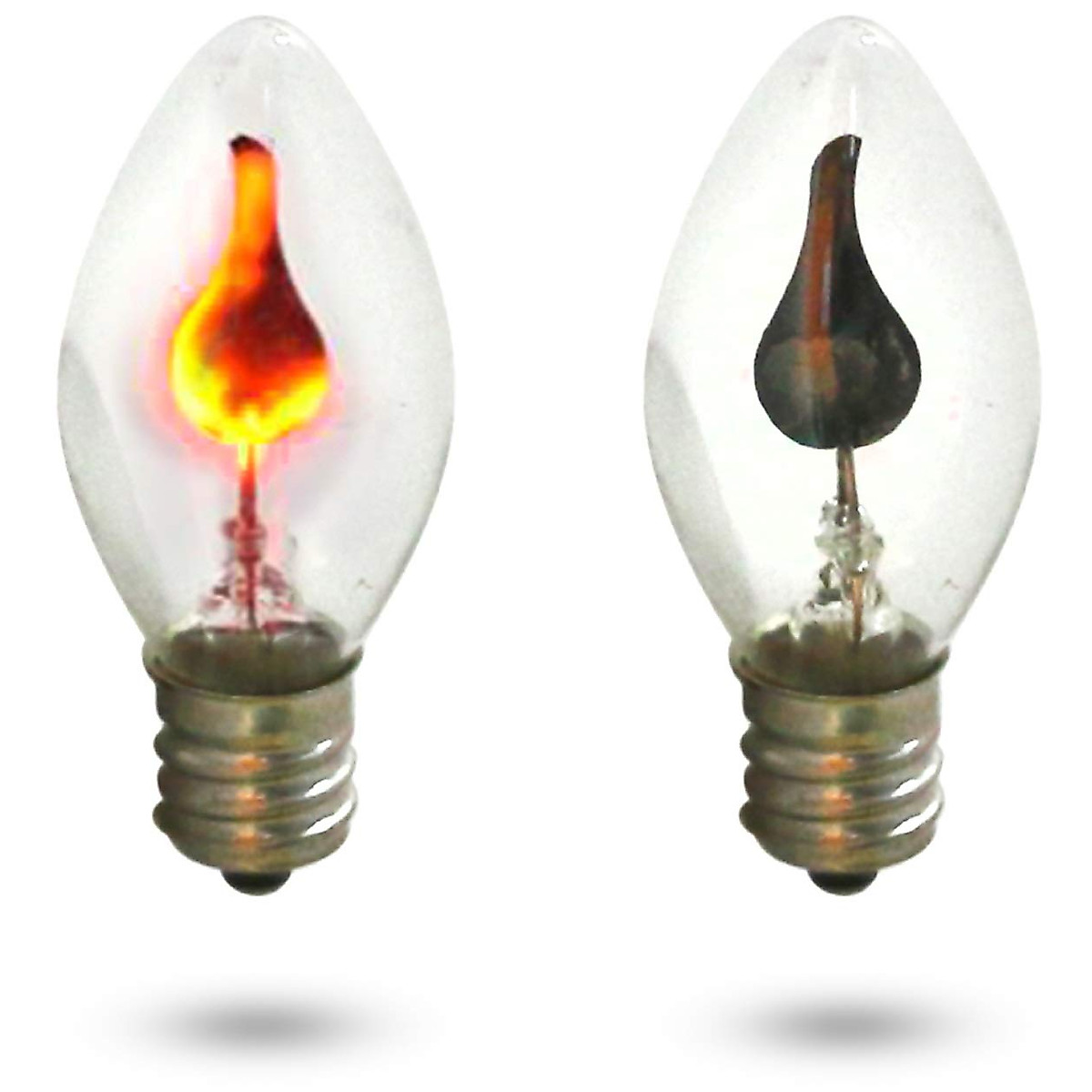 Tupkee C7 Flickering Flame Bulb – 1W, Light Bulb with Orange Glow That flickers and Dances up and Down - Replacement for E12 Base Christmas Candolier Window Candle - 2/Pkg