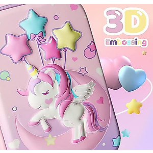 Unicorn Pencil Case, Cute Large Capacity Pen Box for Girls, 3D EVA Stationery Bag Pink Pencil Pouch Organizer with Compartments, Anti-Shock School Supplies Multi-Compartment for Kids Students (MOON L)