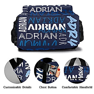 ZAACUSTOM Personalized School Backpack with Name Text, Stylish Custom Bookbag for Kids Boys Girls, Waterproof Elementary Customize Book Bag with Adjustable Shoulder Straps, 1 Pack