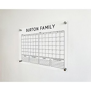 Acrylic Two Month Wall Calendar - Personalized Calendar 2024, Two Month Planner Family Calendar 2024 Calendar w Marker, Monthly and Weekly Double