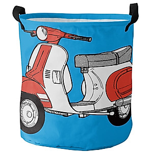 EYHLKM Electric Car Pattern Laundry Basket Toy Storage Basket Foldable Hamper Laundry for Dirty Clothing Baskets (Color : Blue, Size : 42x44cm)