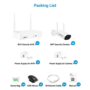 Wireless Security Camera System,ANRAN 8 Channel 2K NVR 4Pcs 3MP Home WiFi Security Camera Outdoor with1TB Hard Driver,Night Vision, IP66 Waterproof, Motion Alert, Remote Access…