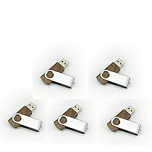 5 Pack Metal Rotation Walnut Wood 2.0/3.0 USB Flash Drive USB Disk Memory Stick with Wooden (3.0/16GB)