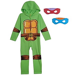Teenage Mutant Ninja Turtles Toddler Boys Zip Up Cosplay Costume Coverall and Masks 2T