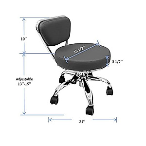 MAYAKOBA Dayton Garage Rolling Seat (Black) Pneumatic, Short Stool with Adjustable Height 13"-15", Perfect for Garage Mechanic, Home Gardening, Factory Technician Task, School and Lab