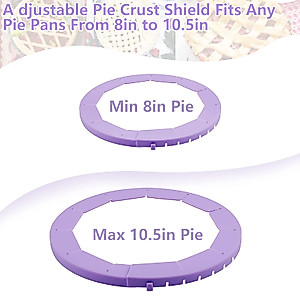 HOHUIGO 2 Pack Silicone Pie Shield Adjustable Bake Crust Protector, Pie Shield Cover Pie Ring for Crust Pie Saver, Pie Crust Kit for Baking Pie Pizza Fits 8-10.5” Pie Pans
