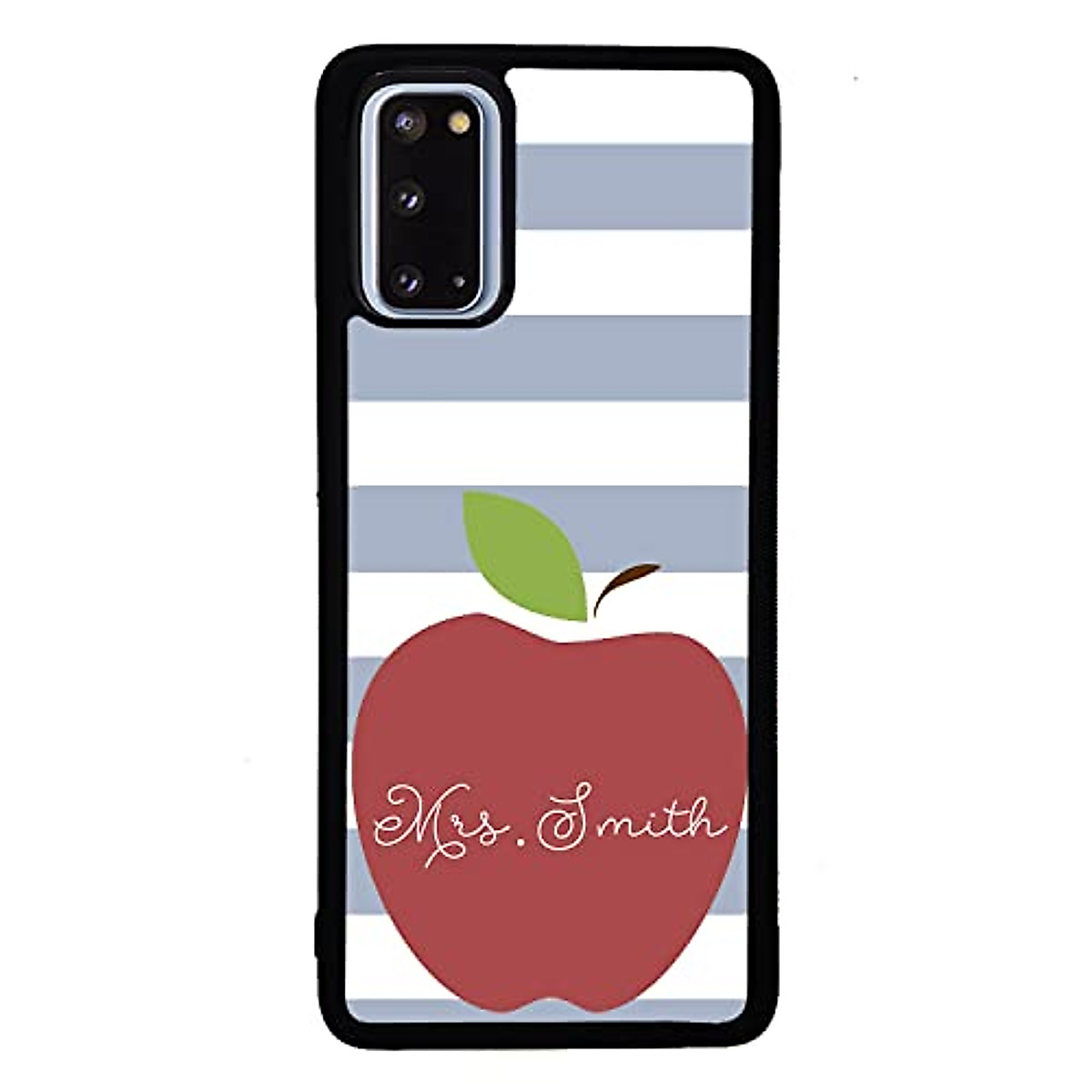 Apple Teachers Appreciation Personalized Black Rubber Phone Case Compatible With Samsung Galaxy S23 S23+ Ultra S22 S22+ S21 S21FE S21+ S20FE S20+ S20 Note 20 S10 S10+ S10e