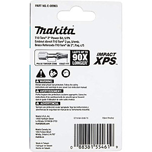 Makita E-00963 Impact XPS™ T10 Torx 2" Power Bit, 5/pk