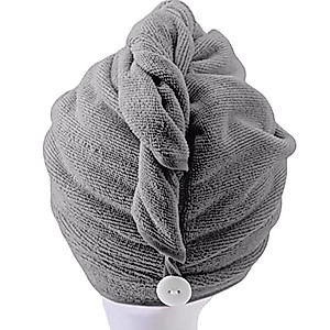 POLYTE Microfiber Hair Turban Wrap Drying Towel (12x28 Large, 2 Dark Gray)