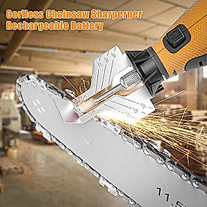 E-SDS Electric Chainsaw Sharpener Kit, Cordless Chain Saw Sharpener Tool 12V Battery Powered with High Speed Diamond Sharpening Wheels Accessories