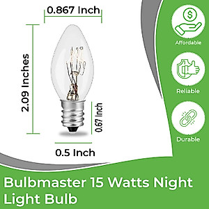 Bulbmaster 15 Watts C7 Replacement Light Bulbs for Scentsy Plug-in Warmers and Wax Diffusers, Candelabra E12 Base Pack of 10