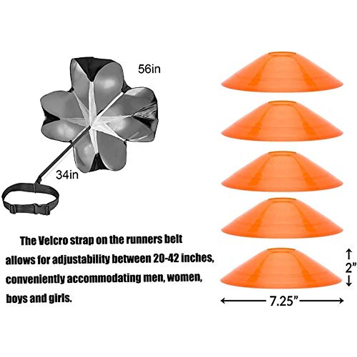 Speed Training Football Cones Workout Ladder Training Kit-12 Rung 20Ft Agility Ladder, 5 Round Training Cones,Resistance Parachute, 4 Steel Stakes, Parachute Speed Training For Faster Footwork