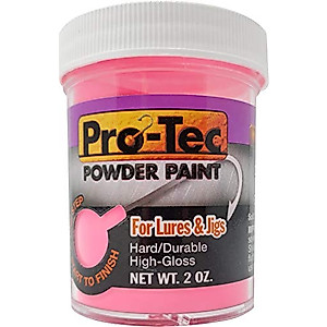 Welch Products 5 x 2oz Pro-Tec Jigs and Lures Powder Paints, Jig Head Fishing Paint, Fishing Lure Paint - High Gloss Powder Coating Paint - Hot Pink, Green & Yellow Chartreuse, Black, Blaze Orange