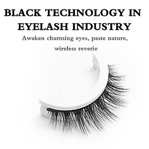 Reusable Self-Adhesive Eyelashes,No Glue or Eyeliner Needed Easy to Put On, Natural Look, Ideal Gift of Reusable Adhesive Eyelashes for Women (2-Pairs)