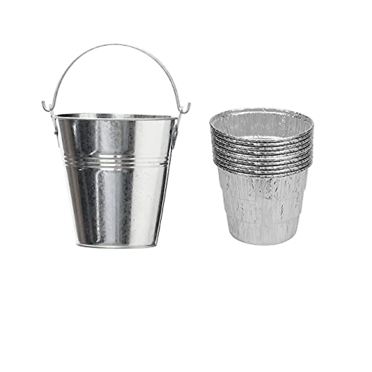 asika Drip Grease Bucket Can & 10-Pack Liners for Traeger 20/22/34, for Pit Boss, and Pellet Smoker Grill (Silver 10)