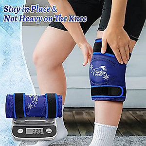 IPOW 2 Pack 20’’ XXXL Knee Ice Pack Wrap, Reusable Cold Pack Wrap Around Entire Knee After Surgery, Soft Gel Ice Bags for Injuries, Cold Therapy, Knee Surgery Recovery Aids, Swelling, 1 Pack